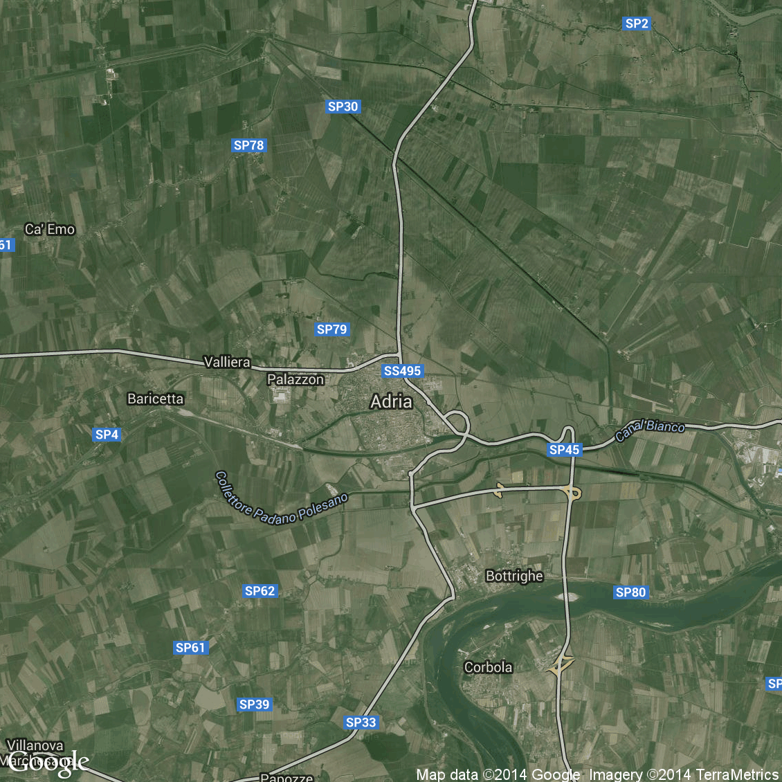 Foto hibrida aerea del comune d'Adria con strade e vista satellitemedia ...