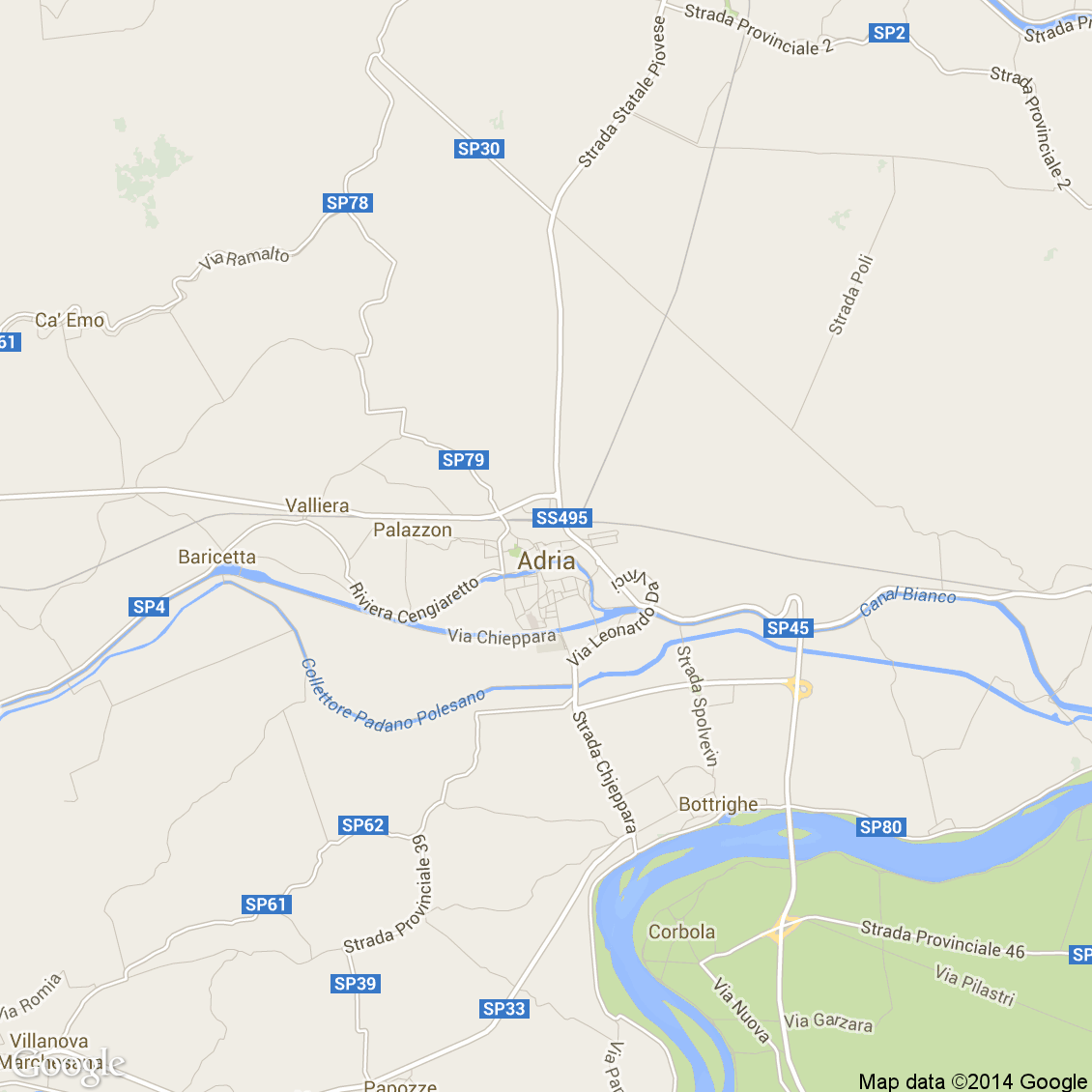 Foto dall'alto delle strade del comune d'Adria media e alta risoluzione