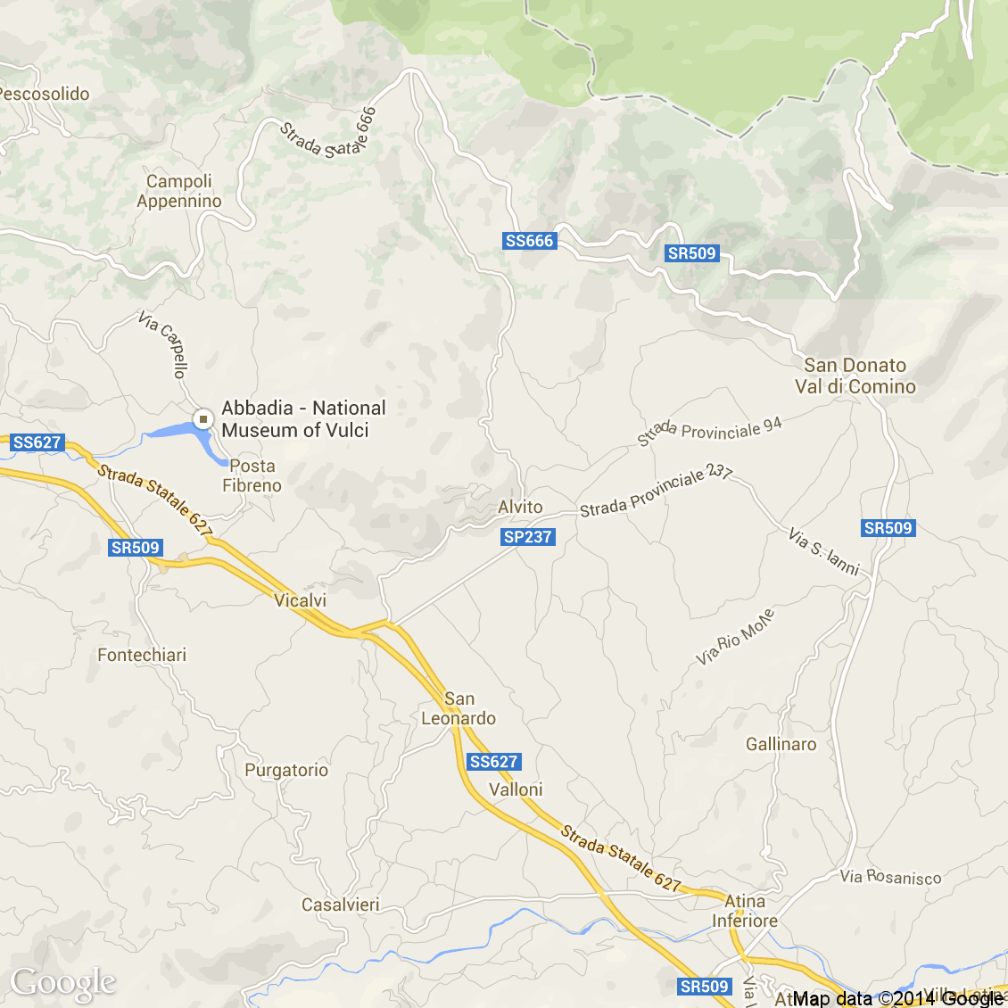 Foto dall'alto delle strade del comune d'Alvito media e alta risoluzione