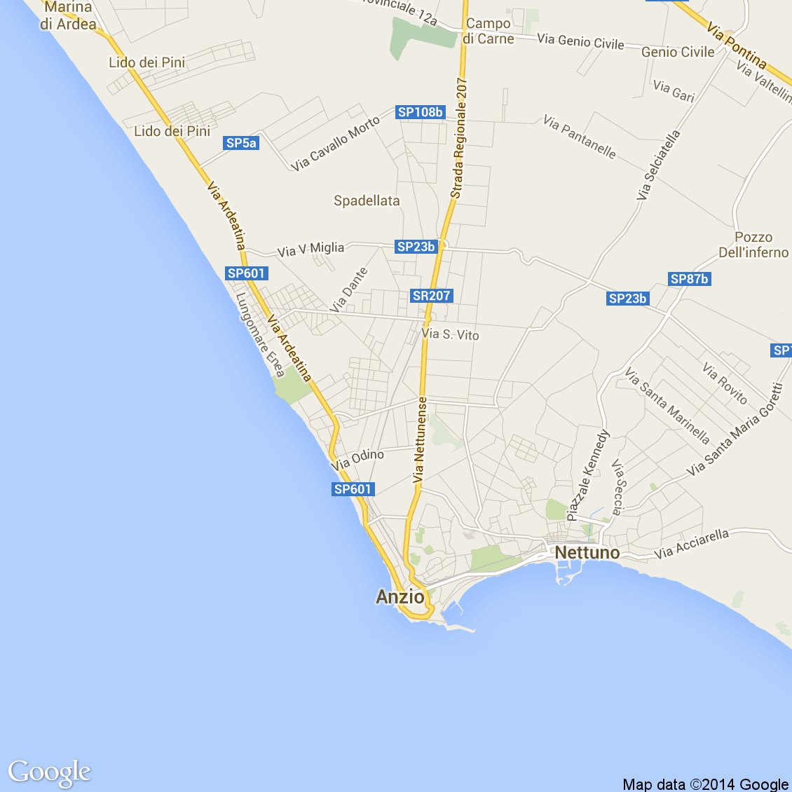 Foto dall'alto delle strade del comune d'Anzio media e alta risoluzione