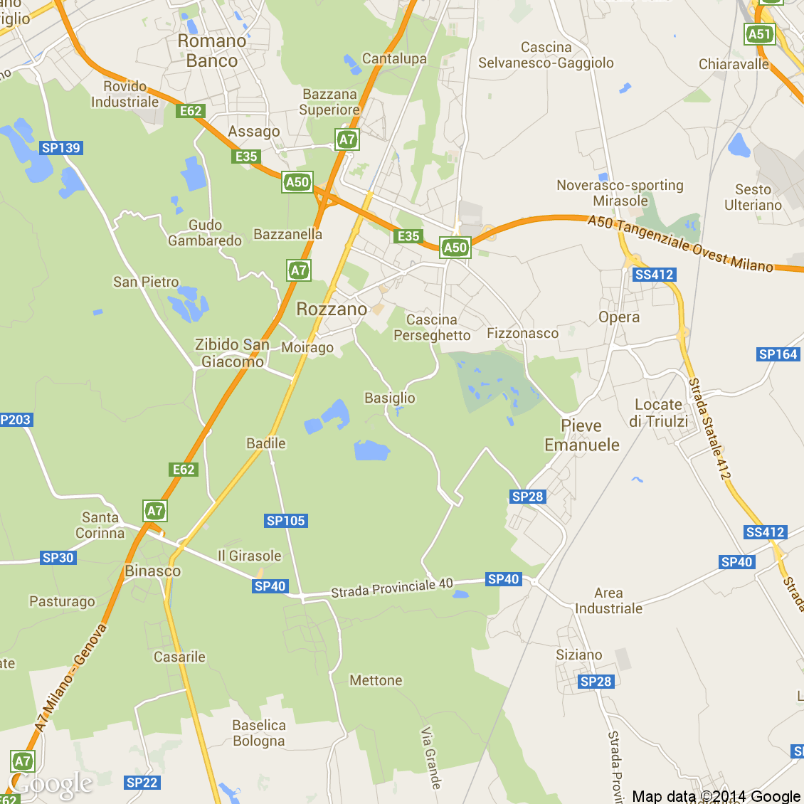 Foto dall'alto delle strade del comune di Basiglio media e alta risoluzione