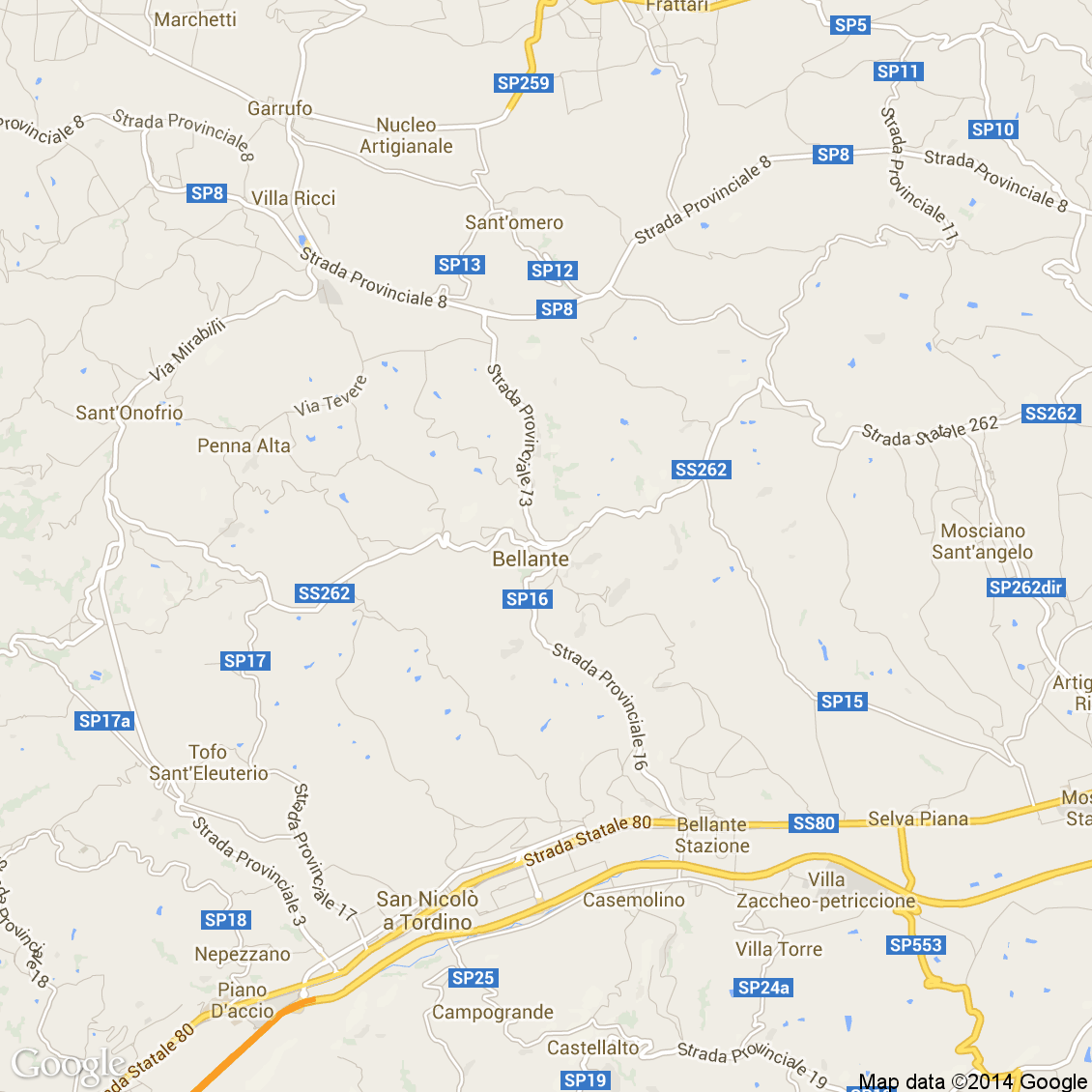 Foto dall'alto delle strade del comune di Bellante media e alta risoluzione