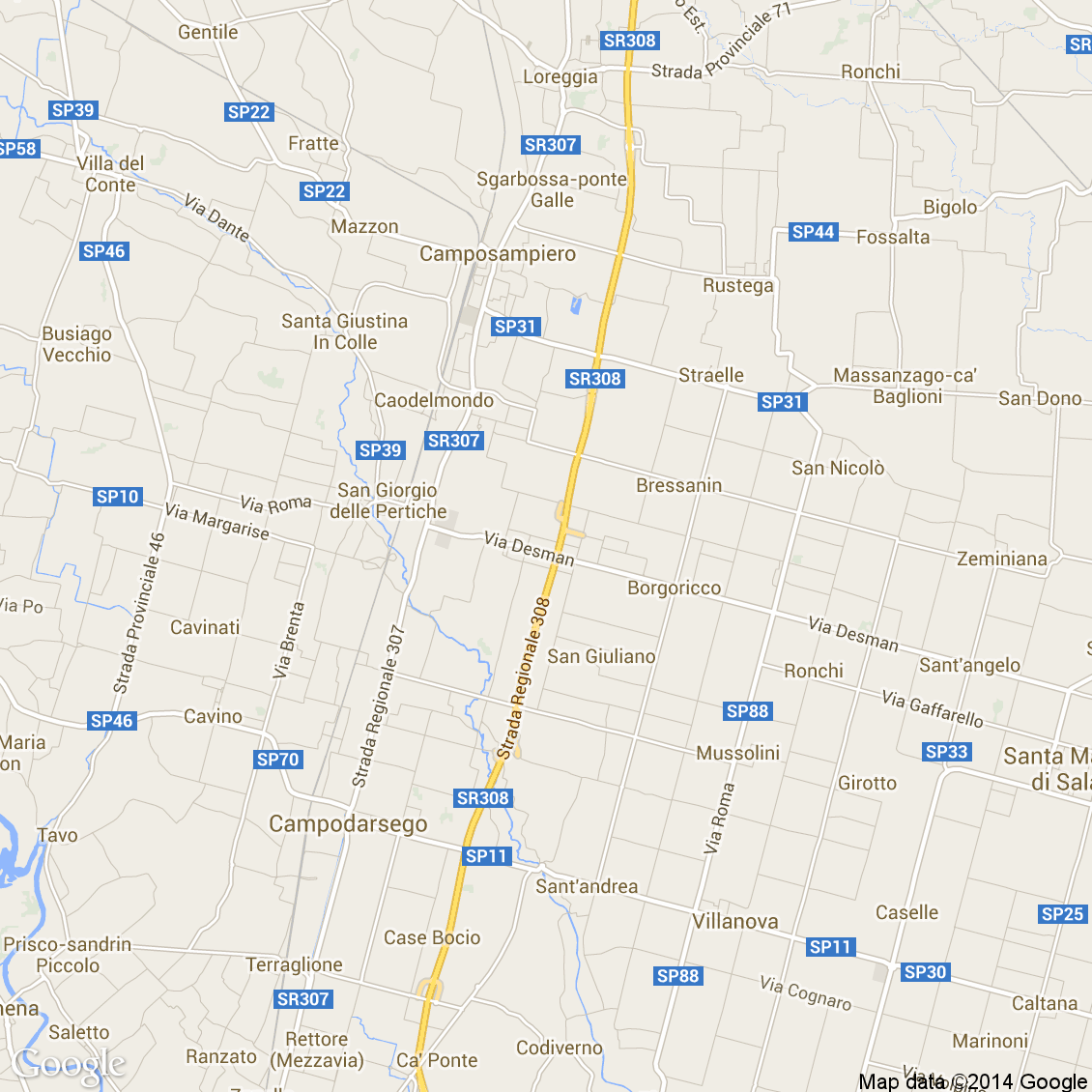 Foto dall'alto delle strade del comune di Borgoricco media e alta ...