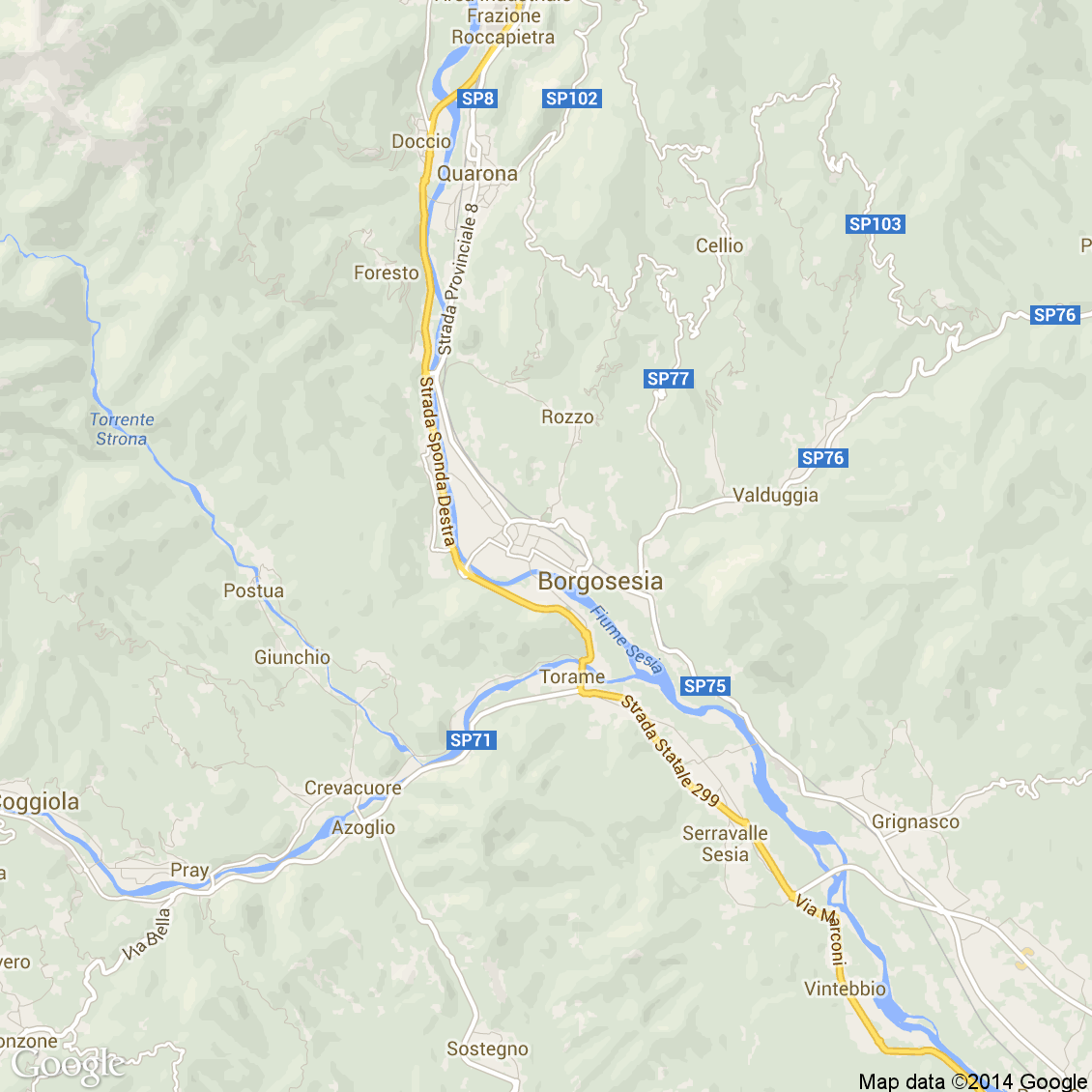 Foto dall'alto delle strade del comune di Borgosesia media e alta ...