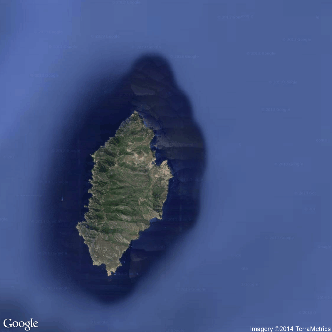 Foto dal satellite del comune di Capraia Isola media e alta risoluzione