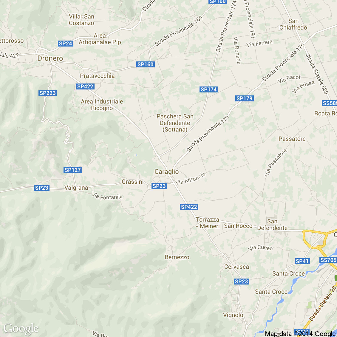 Foto dall'alto delle strade del comune di Caraglio media e alta risoluzione