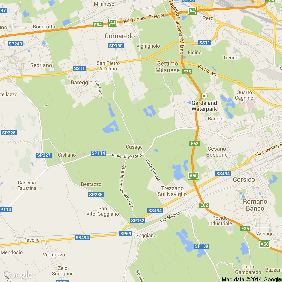 Foto dall'alto delle strade del comune di Cusago media e alta risoluzione