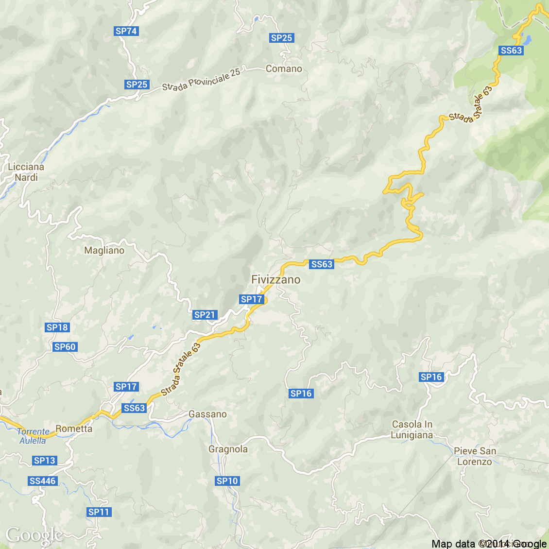 Foto dall'alto delle strade del comune di Fivizzano media e alta ...