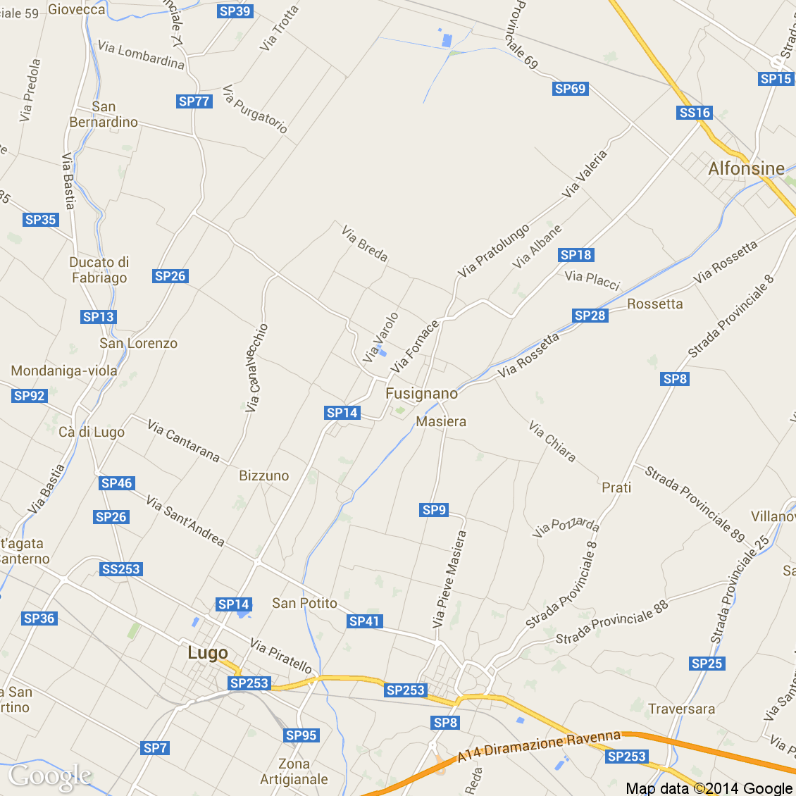 Foto dall'alto delle strade del comune di Fusignano media e alta ...