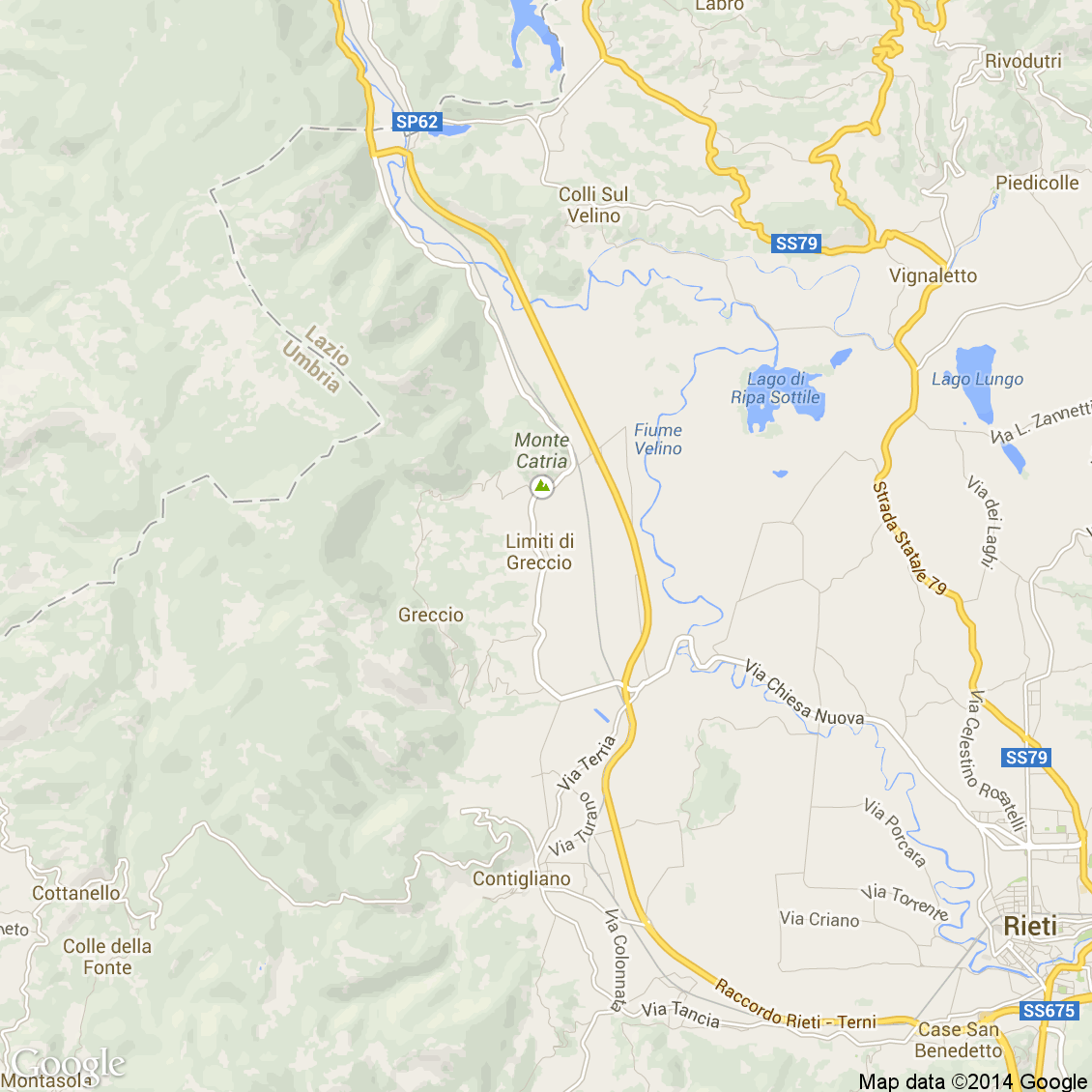 Foto dall'alto delle strade del comune di Greccio media e alta risoluzione