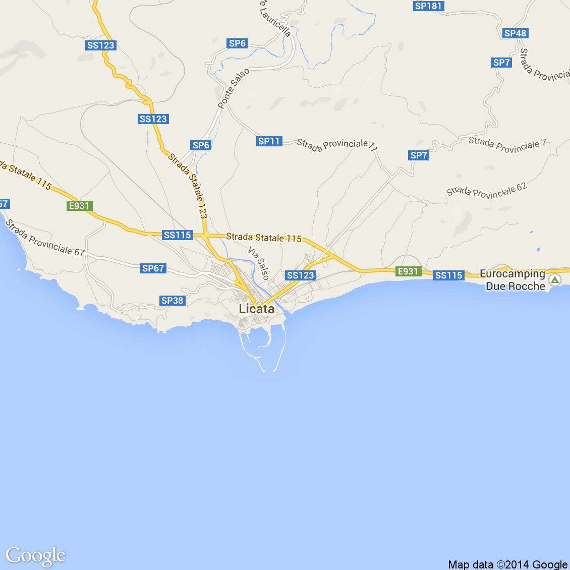 Foto dall'alto delle strade del comune di Licata media e alta risoluzione