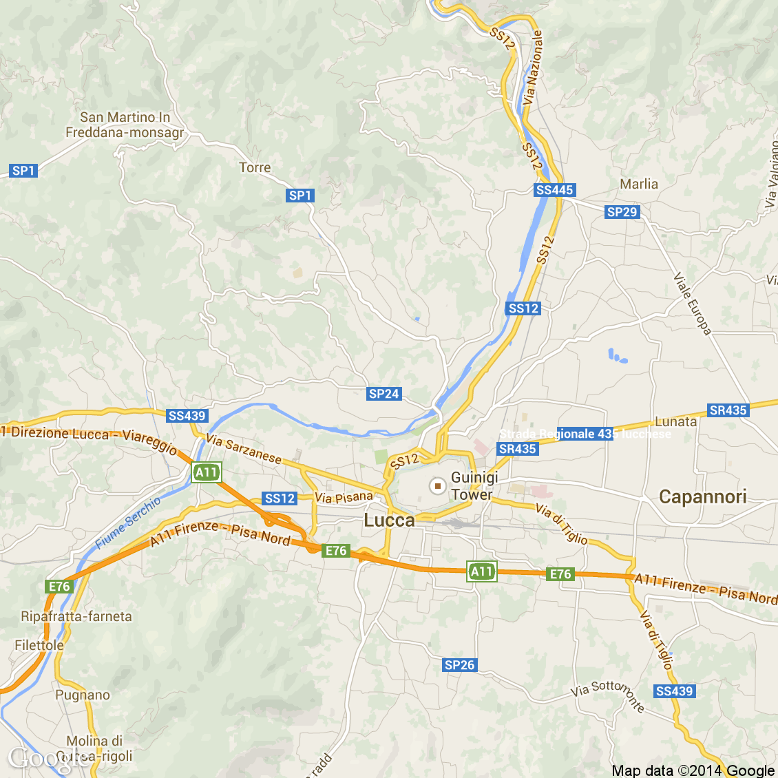 Foto dall'alto delle strade del comune di Lucca media e alta risoluzione