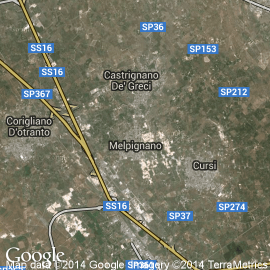 Mappa di Melpignano, Cartine Stradali e Foto Satellitari