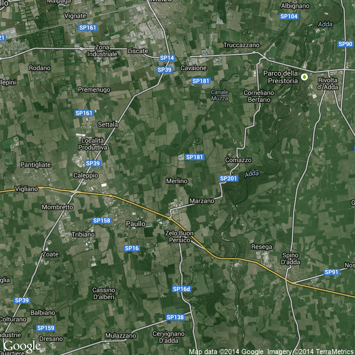 Foto hibrida aerea del comune di Merlino con strade e vista ...