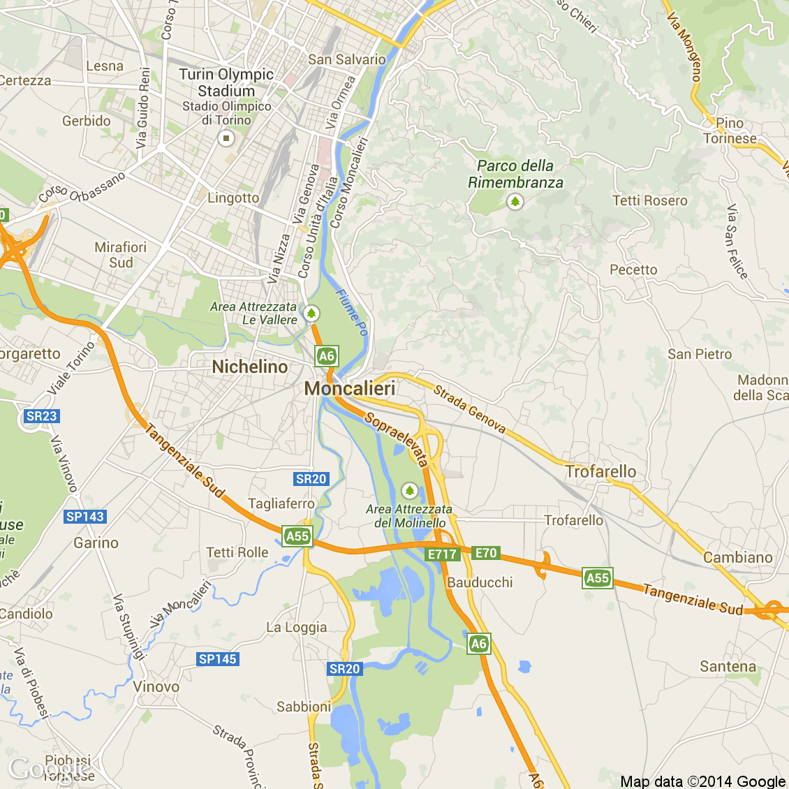 Foto dall'alto delle strade del comune di Moncalieri media e alta ...