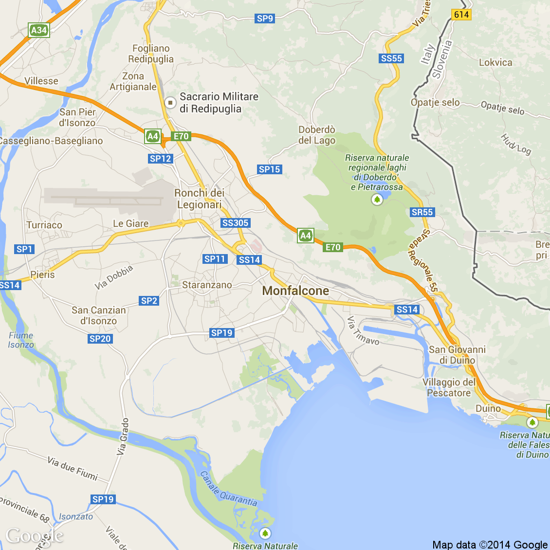 Foto dall'alto delle strade del comune di Monfalcone media e alta ...