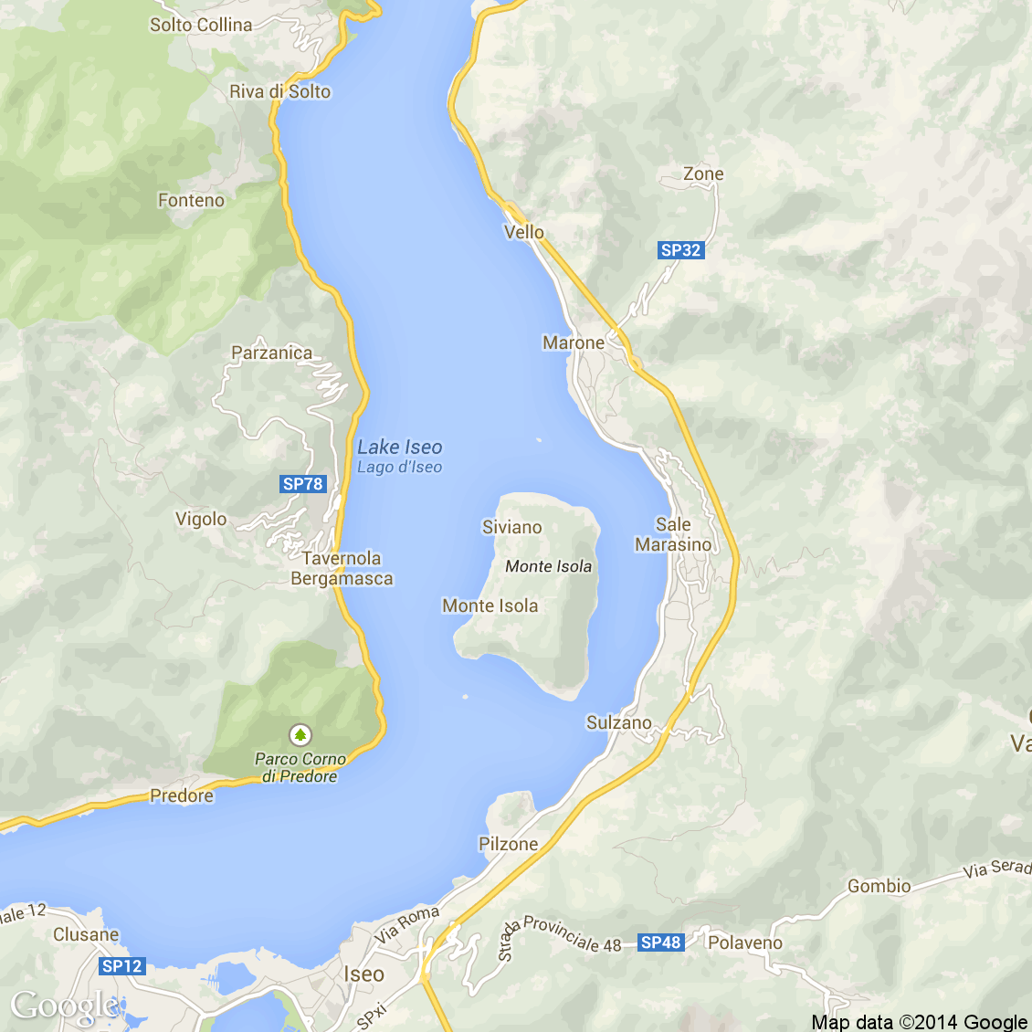 Foto dall'alto delle strade del comune di Monte Isola media e alta ...