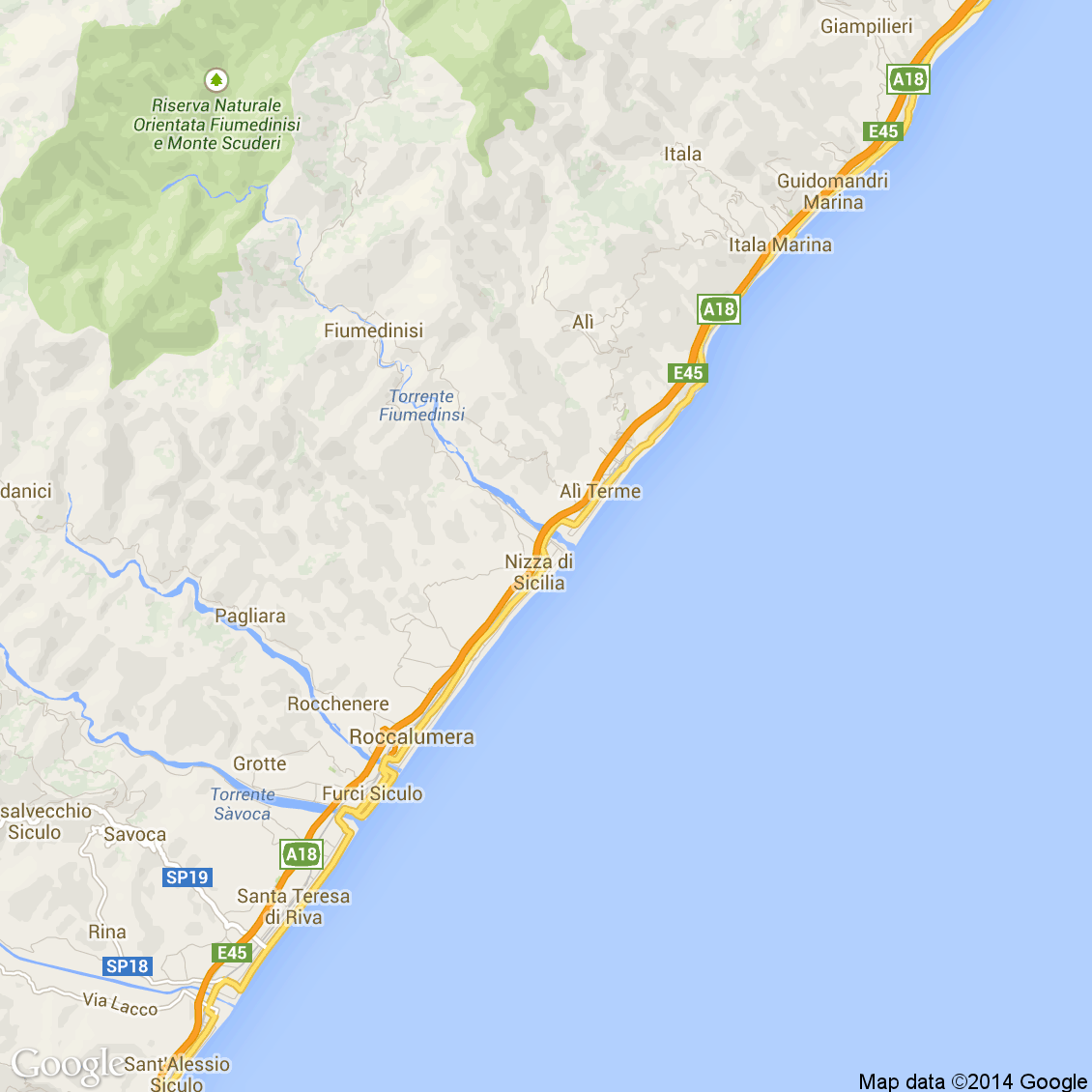 Foto dall'alto delle strade del comune di Nizza di Sicilia media e alta ...