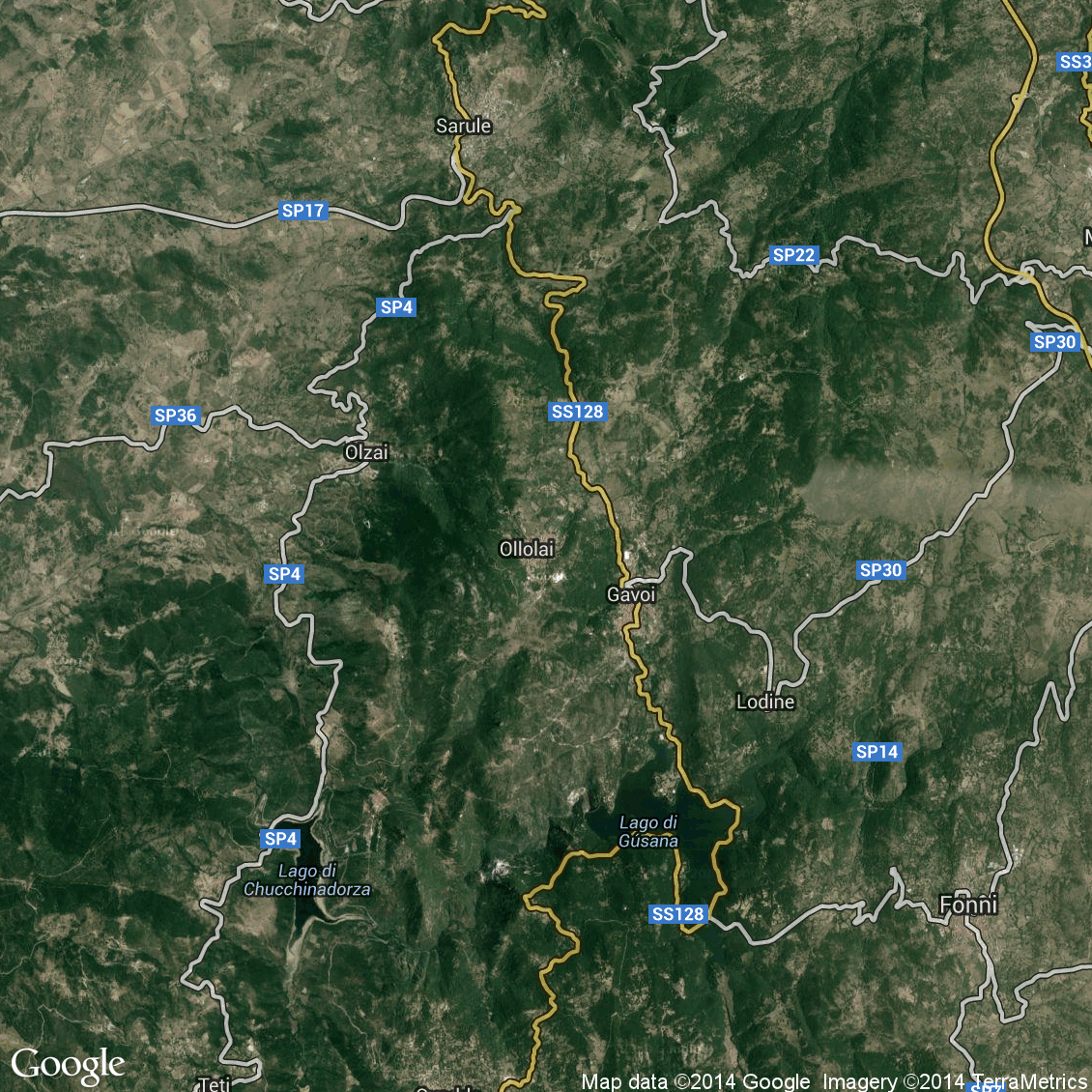 Foto hibrida aerea del comune d'Ollolai con strade e vista ...