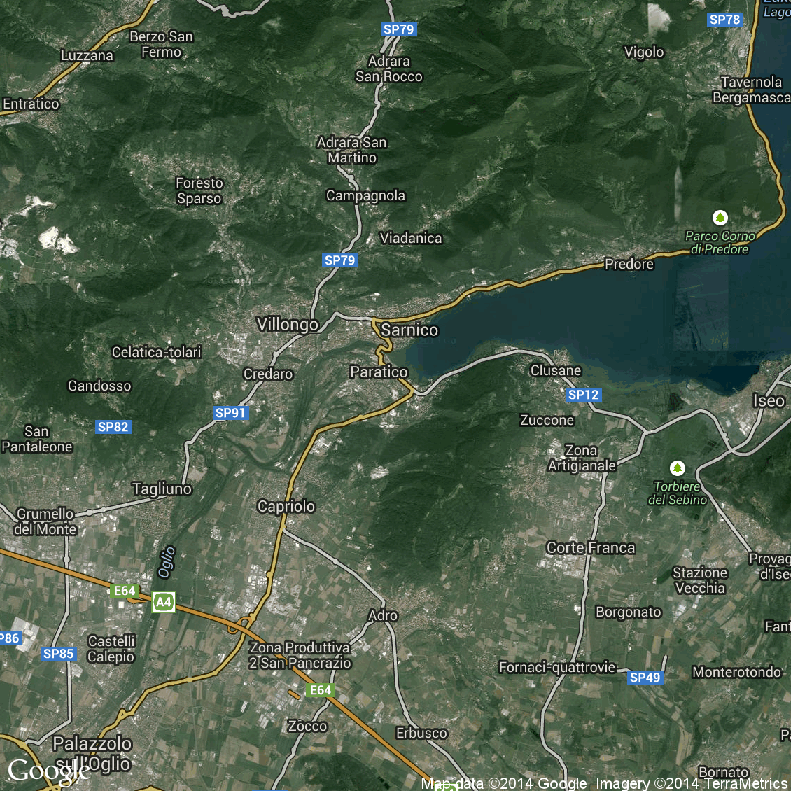 Foto hibrida aerea del comune di Paratico con strade e vista ...