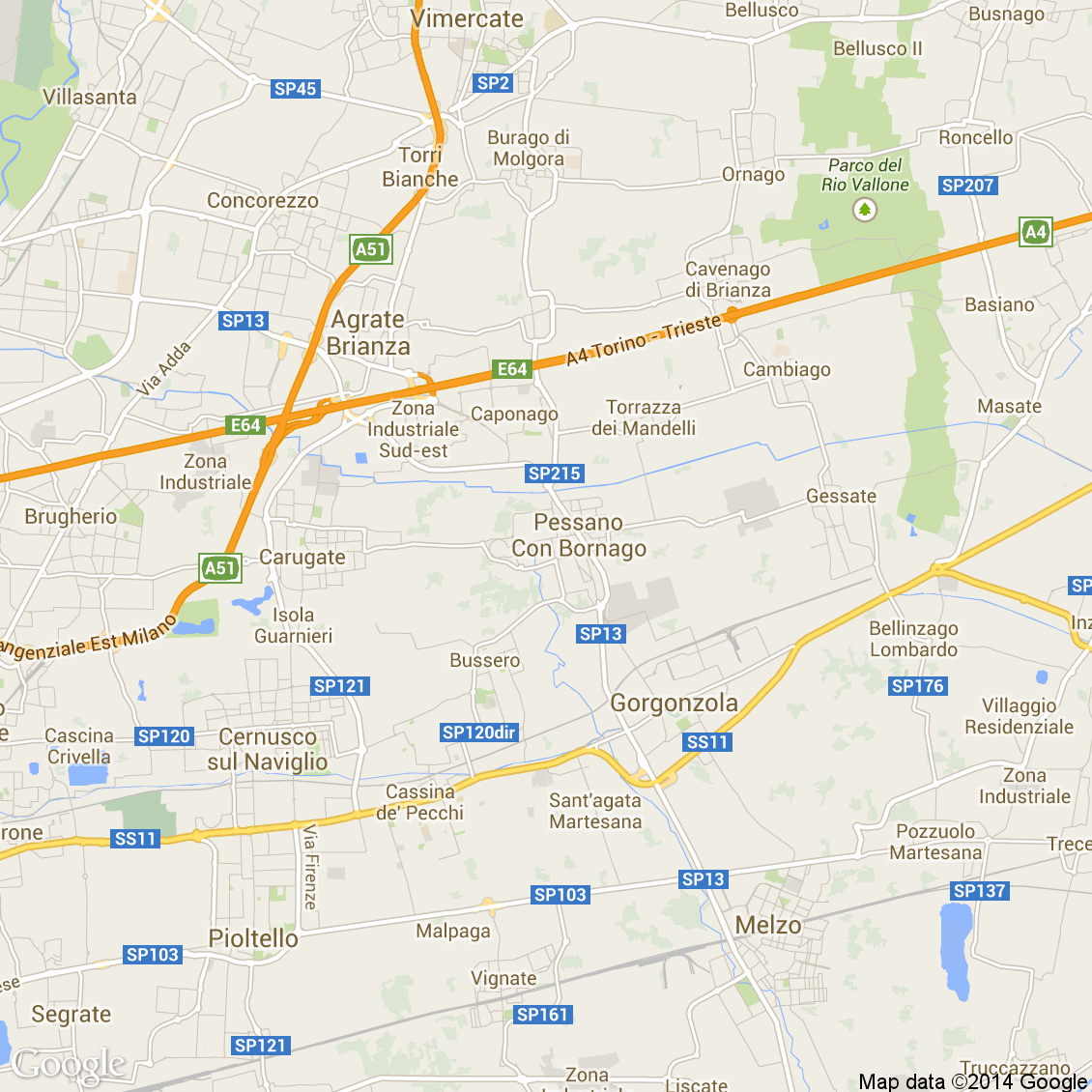 Foto dall'alto delle strade del comune di Pessano con Bornago media e ...