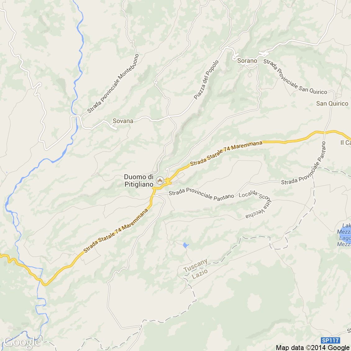 Foto dall'alto delle strade del comune di Pitigliano media e alta ...