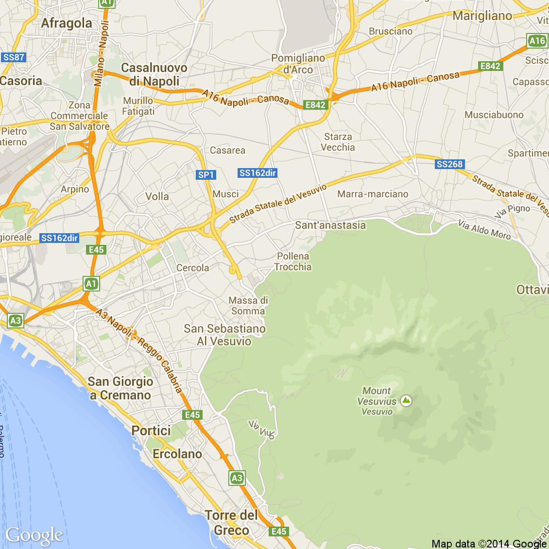 Foto dall'alto delle strade del comune di Pollena Trocchia media e alta ...