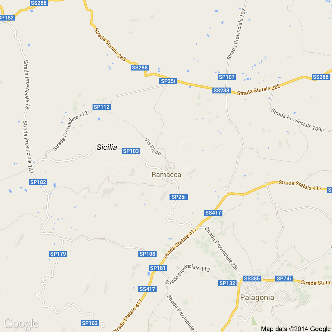 Foto dall'alto delle strade del comune di Ramacca media e alta risoluzione