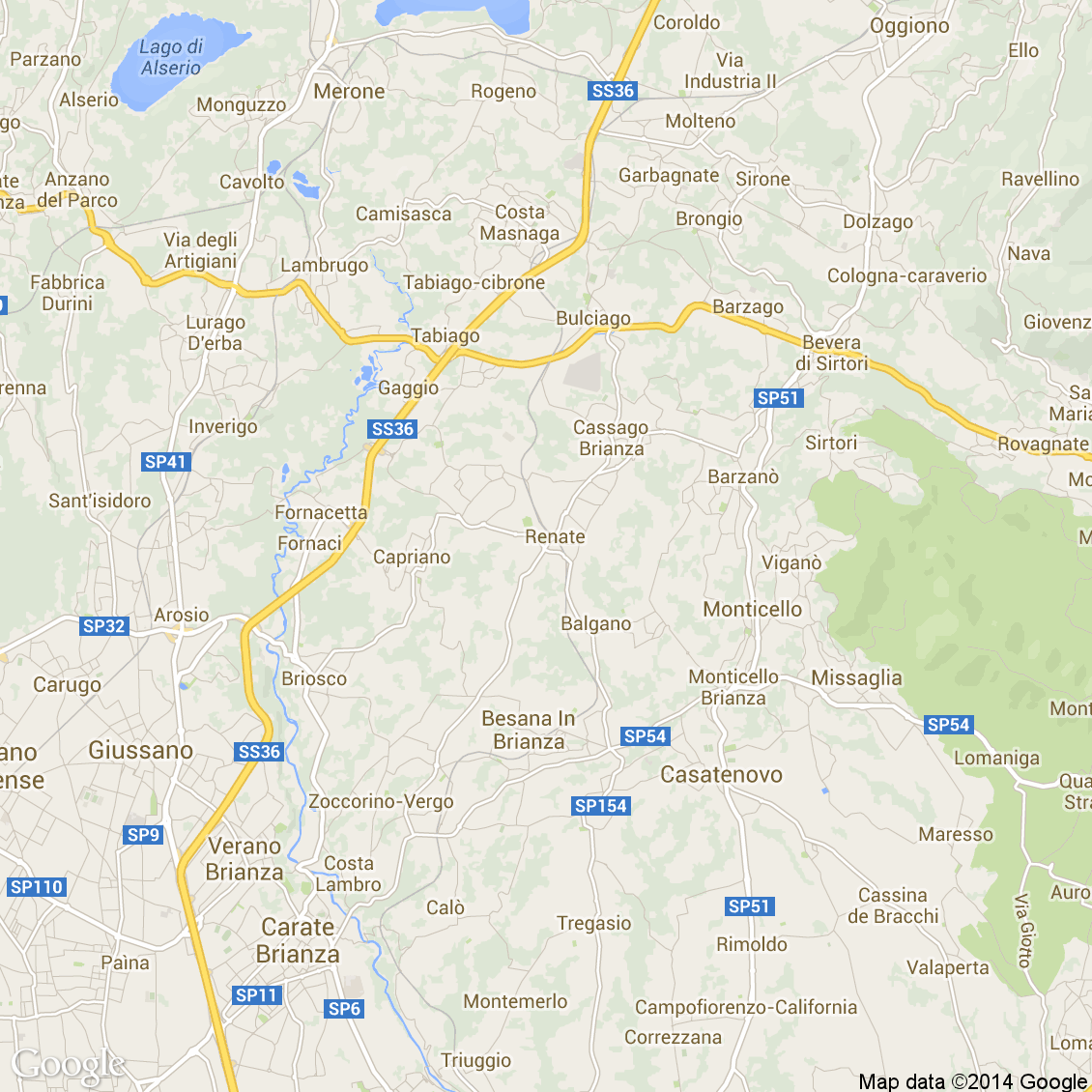 Foto dall'alto delle strade del comune di Renate media e alta risoluzione