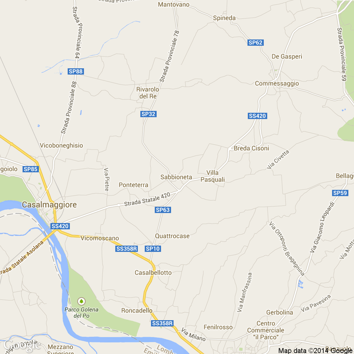 Foto dall'alto delle strade del comune di Sabbioneta media e alta ...