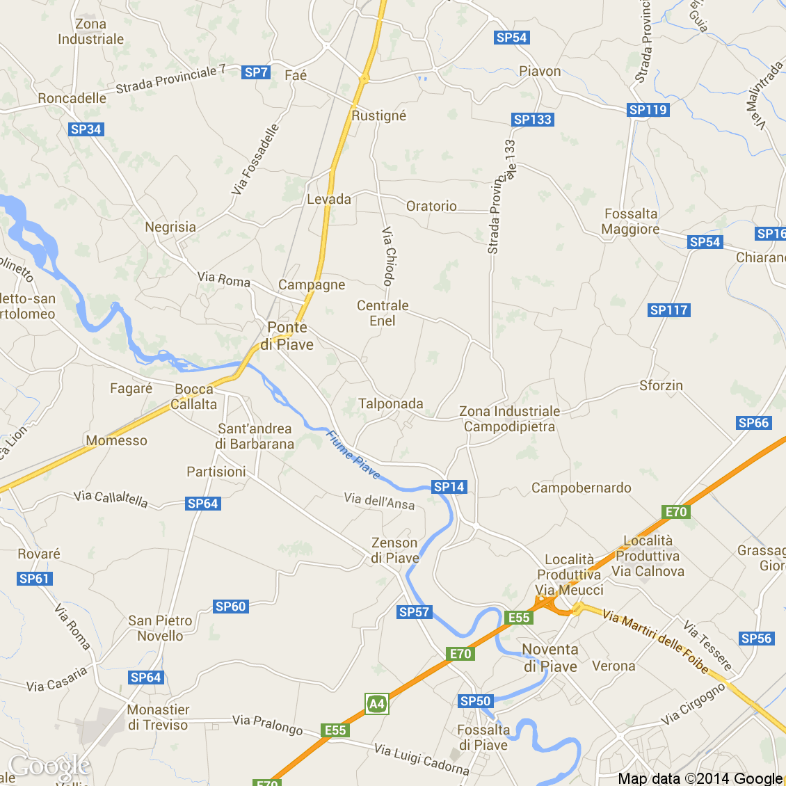 Foto dall'alto delle strade del comune di Salgareda media e alta ...