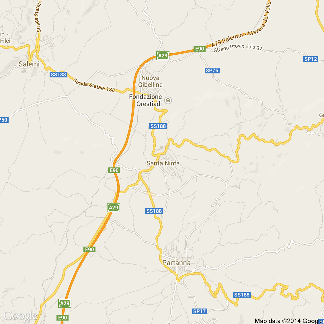 Foto dall'alto delle strade del comune di Santa Ninfa media e alta ...