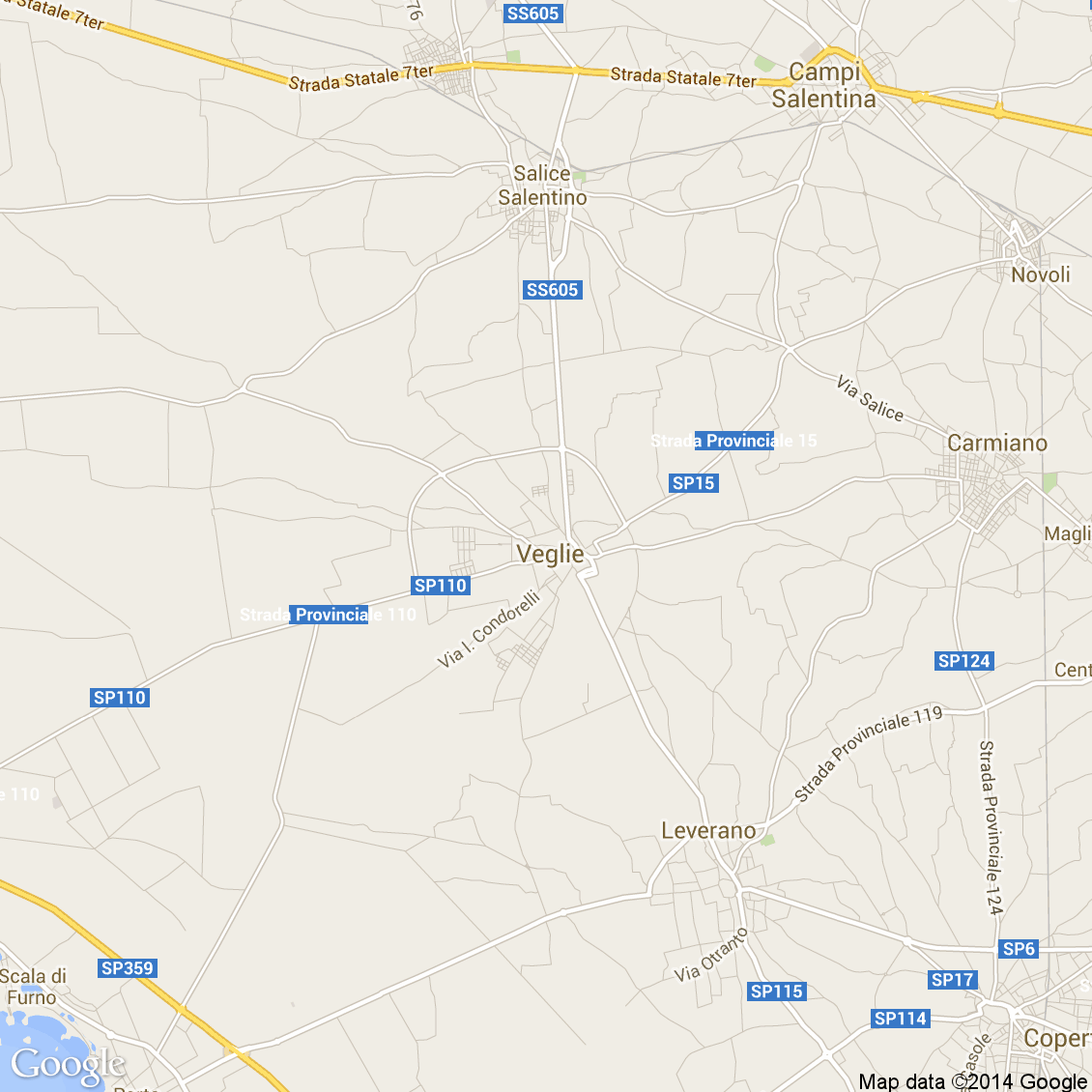 Foto dall'alto delle strade del comune di Veglie media e alta risoluzione