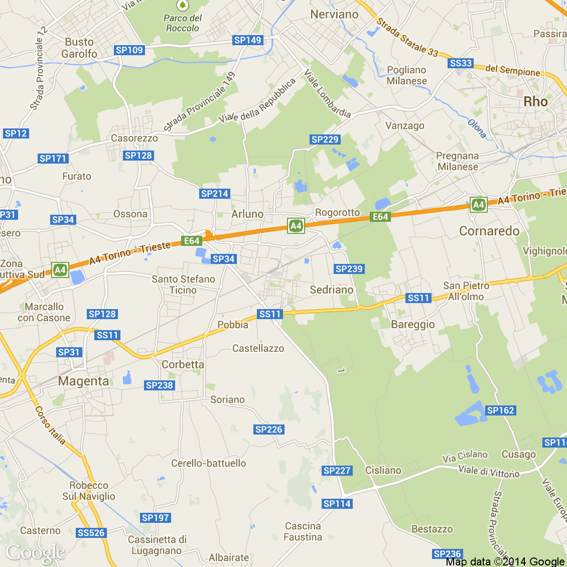 Foto dall'alto delle strade del comune di Vittuone media e alta risoluzione